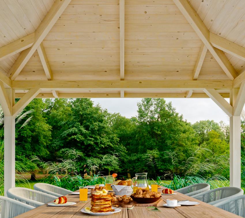 Skan Holz Holz Pavillon Cannes 2 natur 439x439x329 cm | mygardenhome