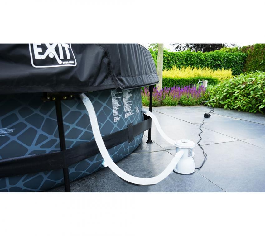 Exit Rundpool Abdeckung inkl. Überdachung Pool Stone Grau, Ø300x76 cm ...