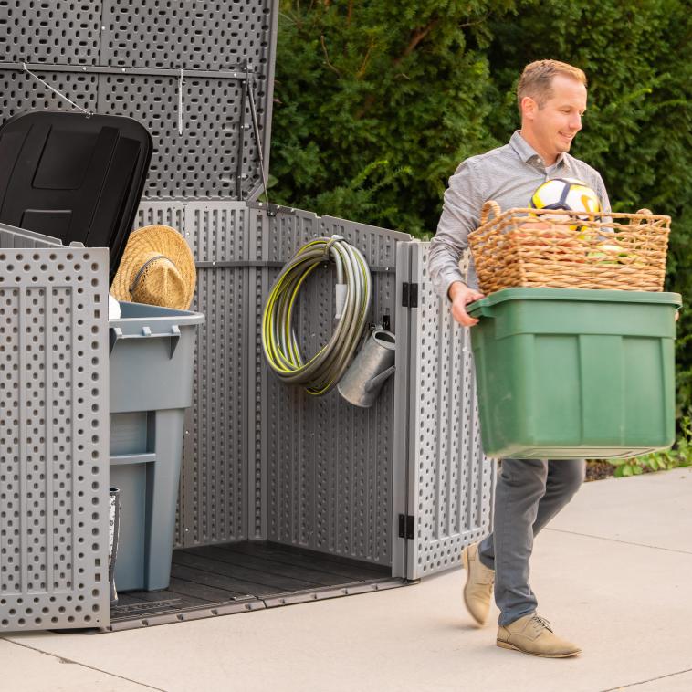 Lifetime Kunststoff Mülltonnenbox & Geräteschrank Phil | 2x240 L| Grau ...