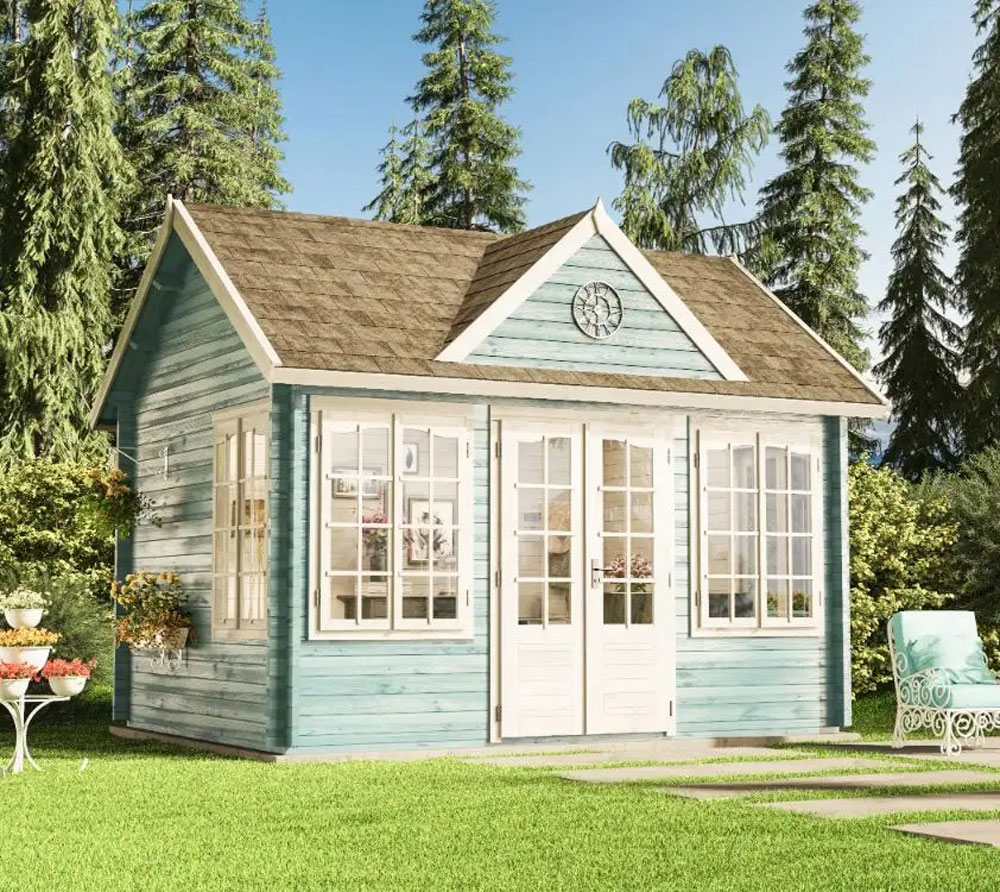 Alpholz Holz Gartenhaus Clockhouse 44 | Natur | 340x440x340 cm mygardenhome