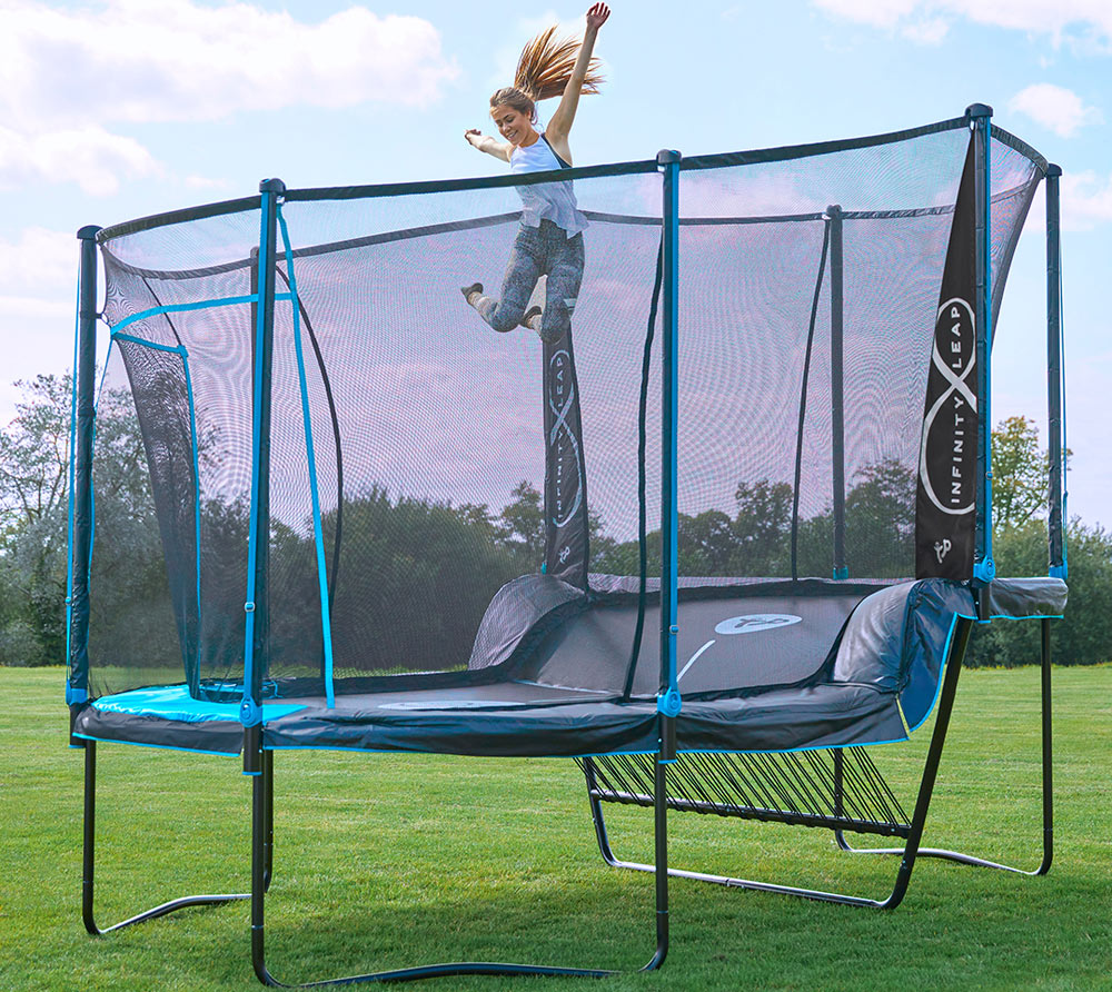 TP Toys Stahl Trampolin Infinity | inkl. Sicherheitsnetz | Schwarz/Blau ...