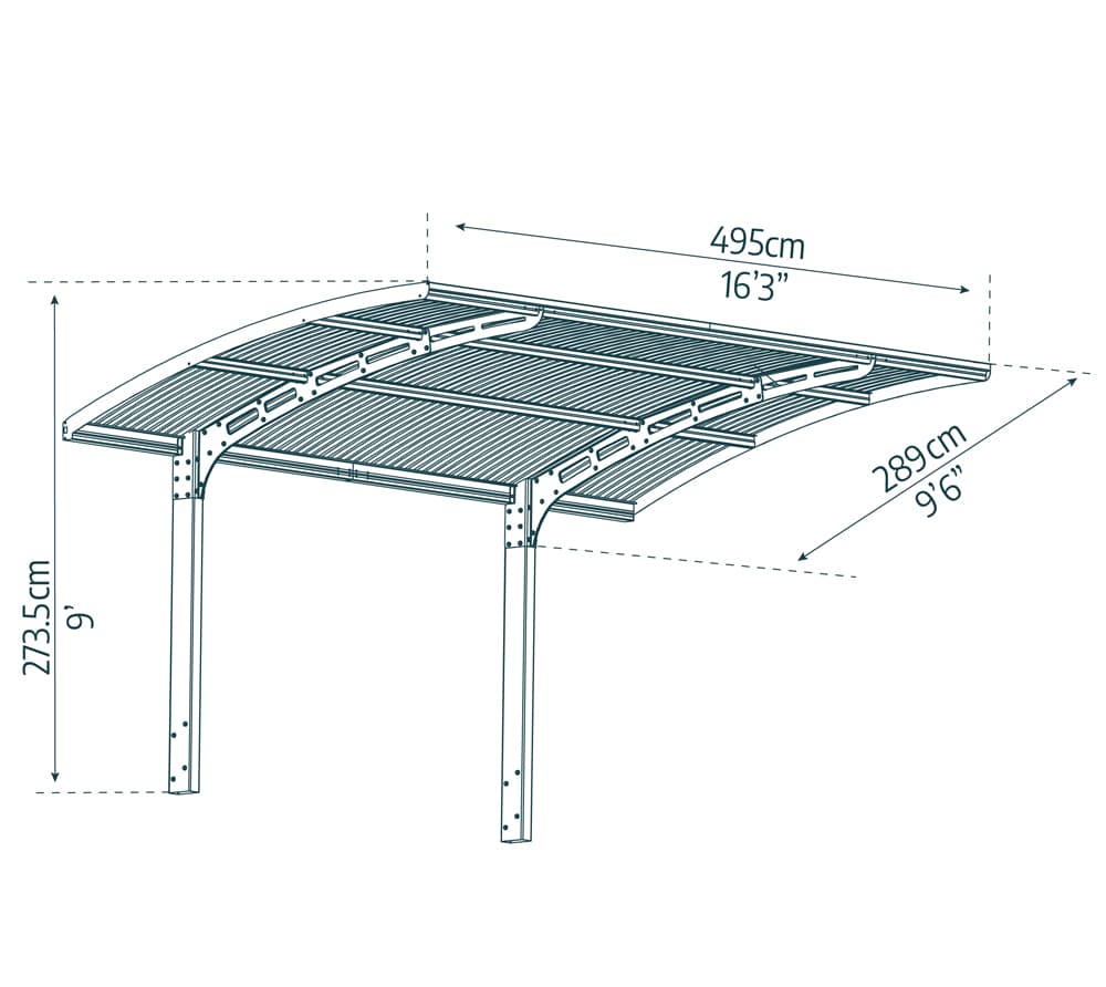 Palram - Canopia Aluminium Carport Arizona Wave 5000 | gewelltes ...